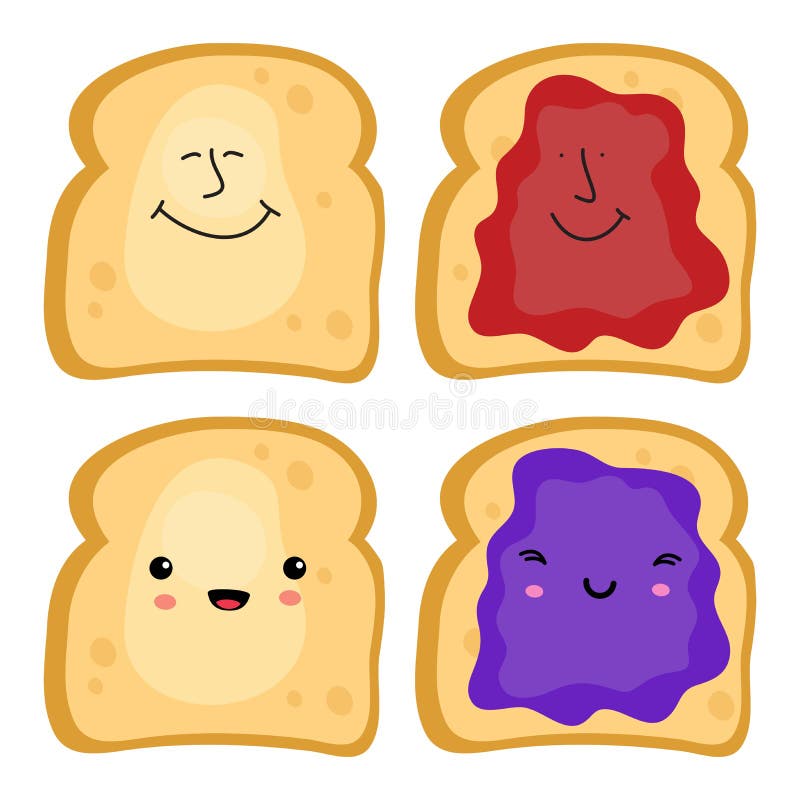 Vector Funny Cartoon of Toast Bread Slice Stock Vector - Illustration ...