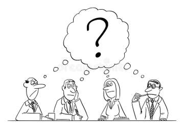 Vector Comic Cartoon of Business Team Meeting and Brainstorm. Team is ...