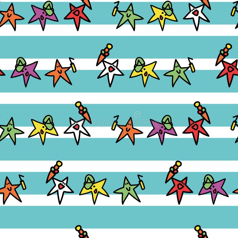 Vector Funny and Cool Stars with Lines Doodle Background Pattern Stock ...