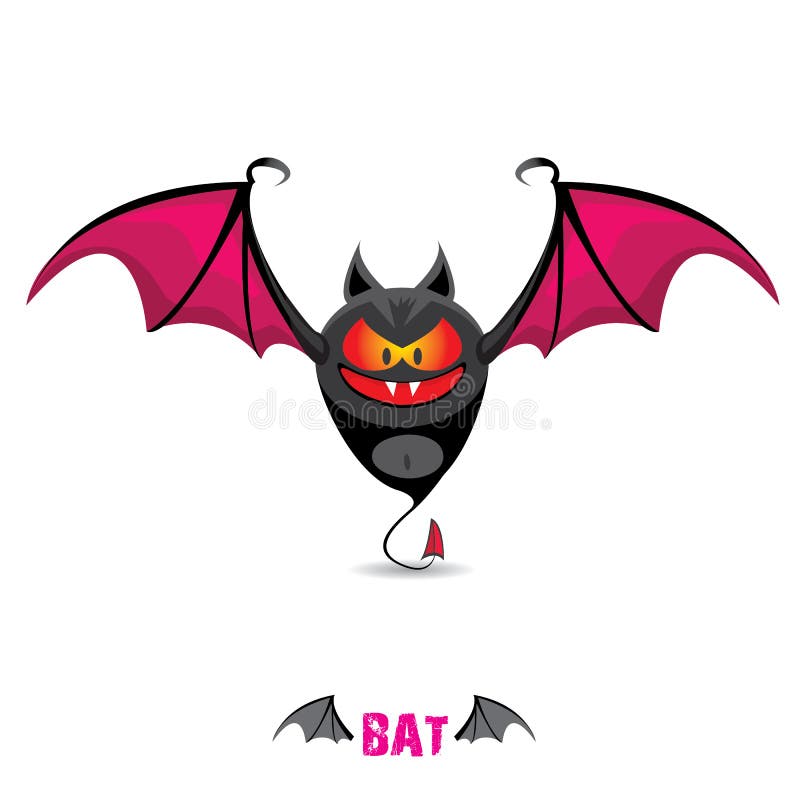 Vector Funny Devil Bat with Wings. Stock Vector - Illustration of devil ...