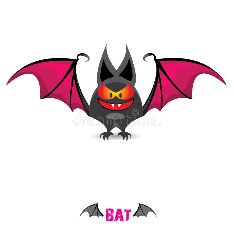Vector Funny Devil Bat with Wings. Stock Vector - Illustration of ...