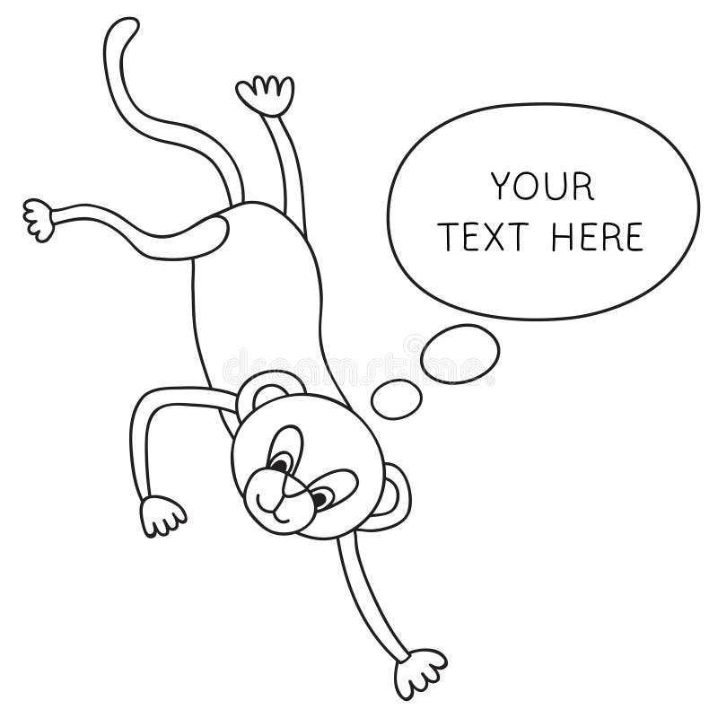 Vector Funny Monkey with Speech Bubble. Illustration Card with Hand ...