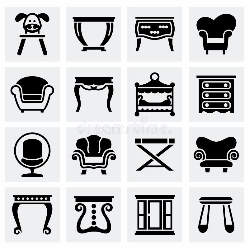 Vector Furniture icon set stock vector. Illustration of object - 76943724
