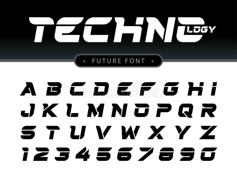 Vector of Futuristic Alphabet Letters and Numbers, Future Techno ...