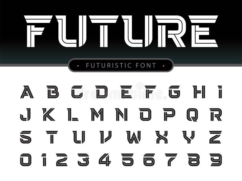 Vector of Futuristic Alphabet Letters and Numbers, Future Techno ...