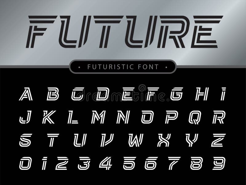 Vector of Futuristic Alphabet Letters and Numbers, Future Techno ...