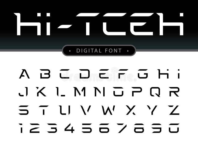 Vector of Futuristic Alphabet Letters and Numbers, Future Techno ... Vector of Futuristic Alphabet Letters and Numbers, Future Techno ...