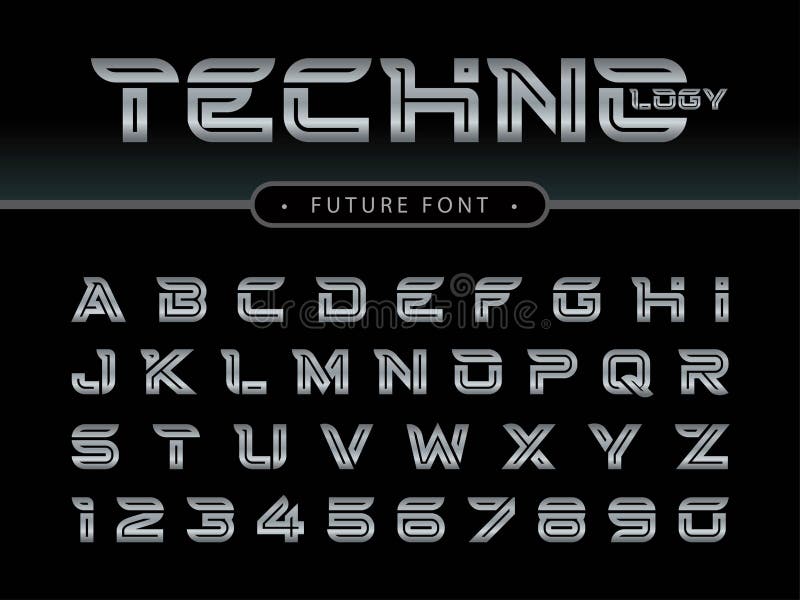 Vector of Futuristic Alphabet Letters and Numbers, Future Techno ...