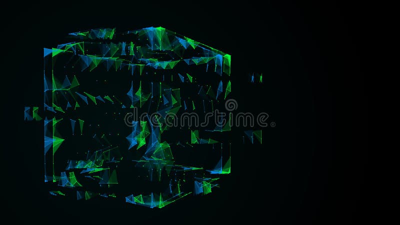 Vector Futuristic Cube of Particles and Lines. Network Connection Big ...