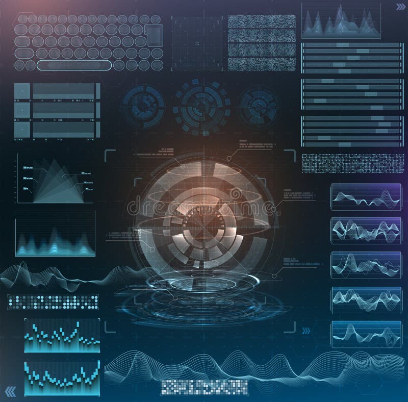 Vector Futuristic Interface Hud Design. Set Infographic Elements Stock ...