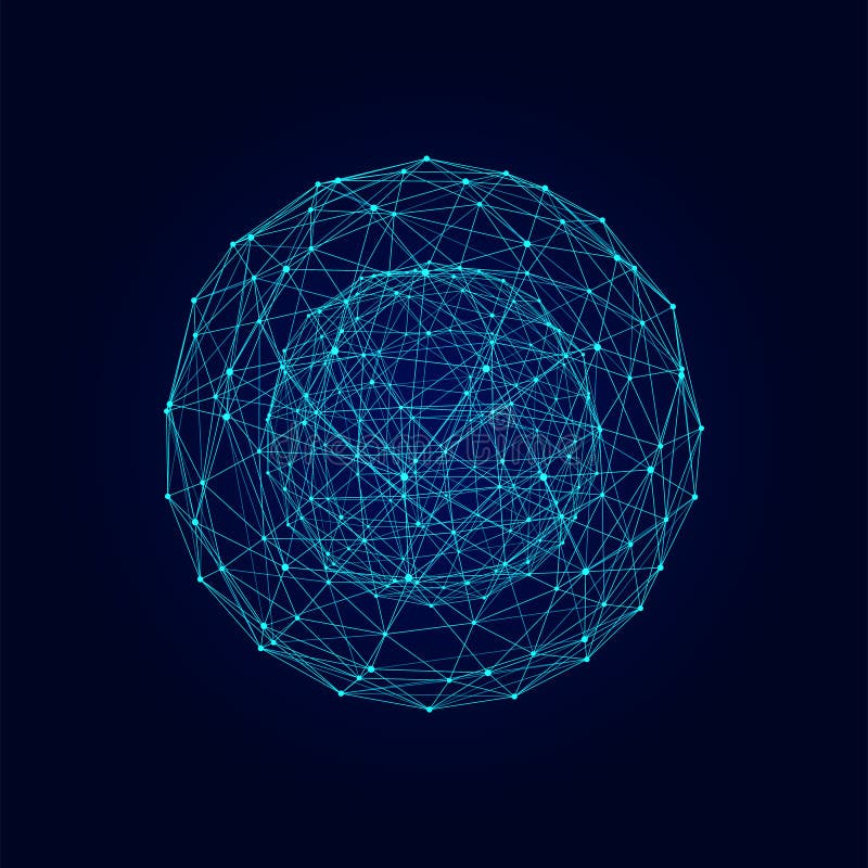 Vector Futuristic Sphere of Particles and Lines. Network Connection Big ...