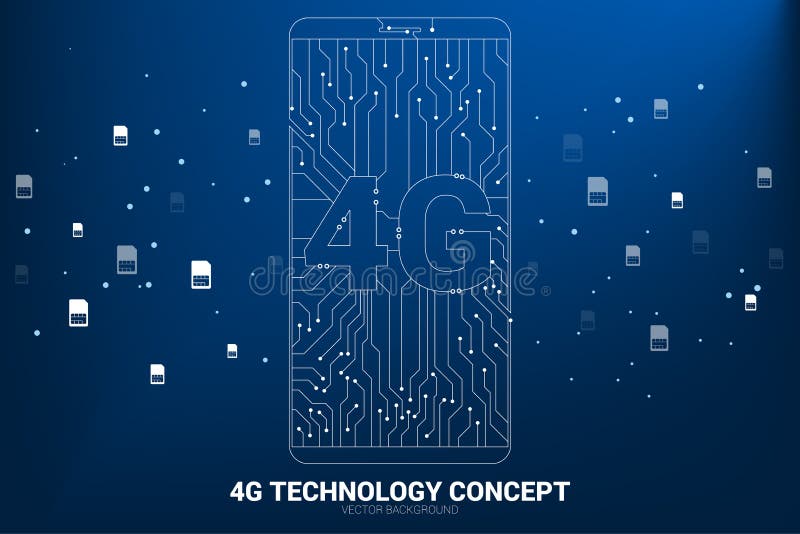 Vector 4G Dot Connect Line Circuit Board Style Mobile Phone Icon. Stock ...