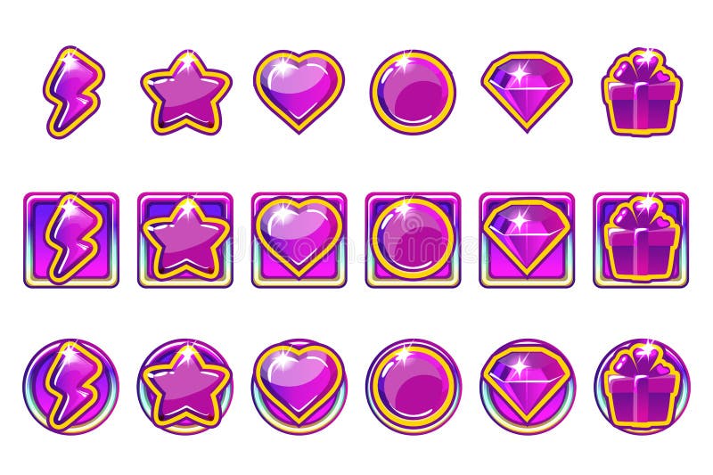 Vector Game App Icons Set in Purple for Ui Stock Vector - Illustration ...