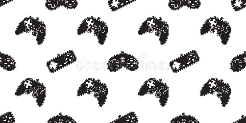 Vector Game Seamless Pattern. Gamepad Controllers on White Background ...