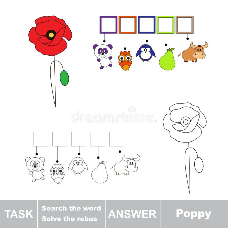 Poppy To Be Colored. Vector Trace Game. Stock Vector - Illustration of ...