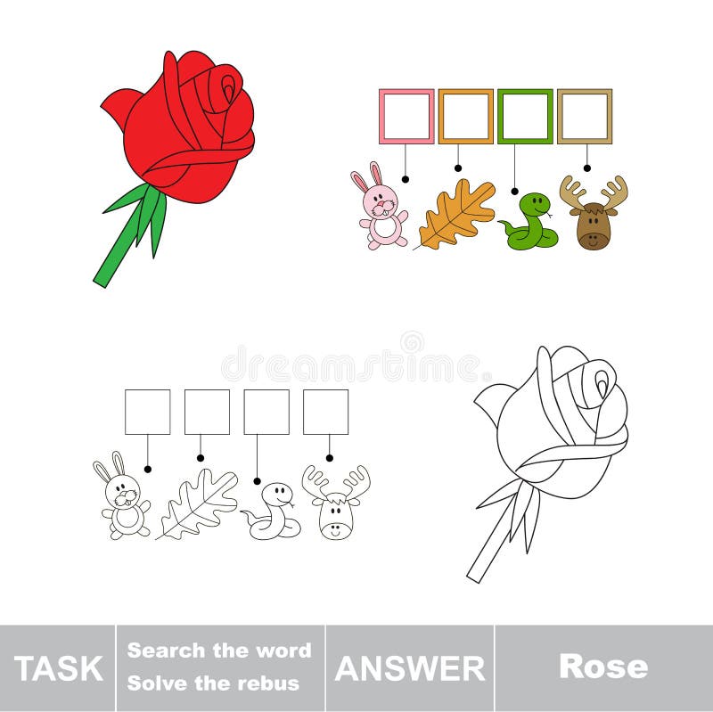Vector Game. Search the Word. Find Hidden Word Rose Stock Vector ...