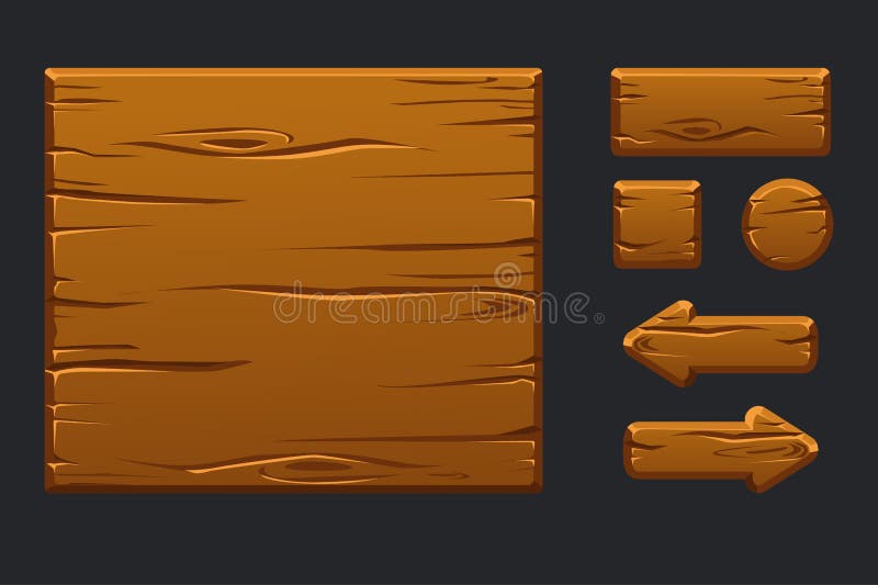 Vector Game Ui Kit Template Wooden Menu Of Graphical User Interface