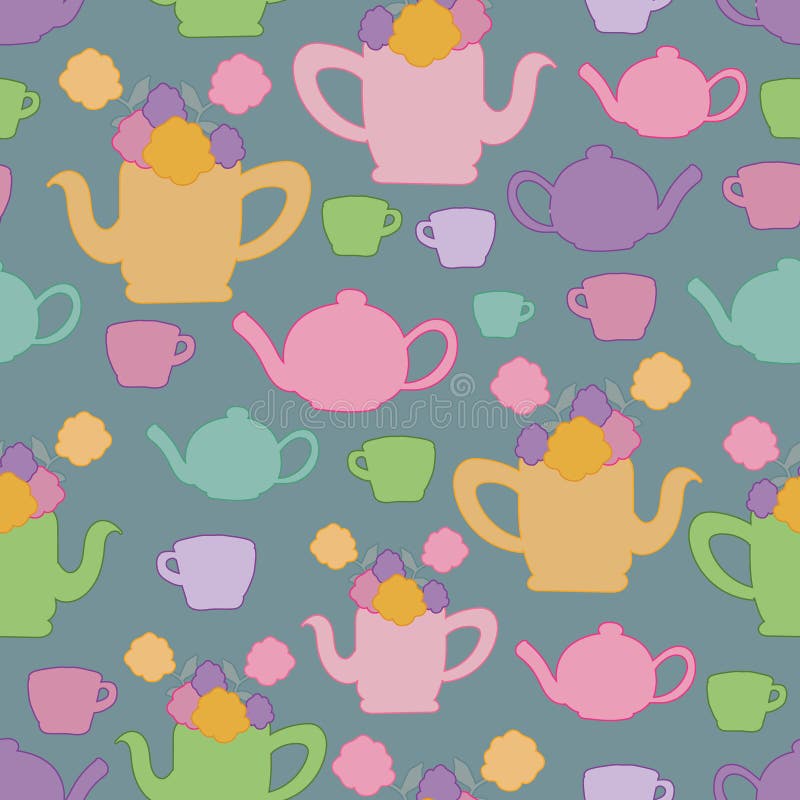 Vector Garden Tea Party Seamless Patterns Stock Vector - Illustration ...