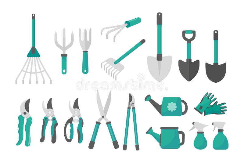 Vector Gardening Tool Set. Simple Flat Graphic Design Isolated on a ...