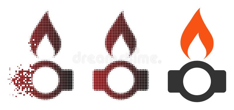 Decomposed Pixel Halftone Gas Flame Icon Stock Vector - Illustration of ...