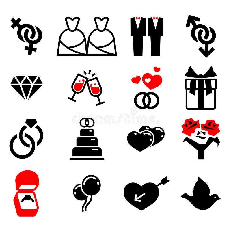 Vector Gay Wedding Icons Set White Stock Vector Illustration Of Icons