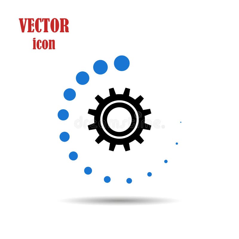Vector Gear, Flat Icon, on Isolated White Background. Loading Process ...