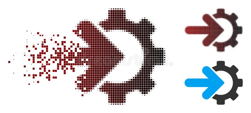 Disintegrating Pixel Halftone Gear Integration Icon Stock Vector ...