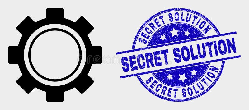 Vector Gear Icon and Scratched Secret Solution Watermark Stock Vector ...