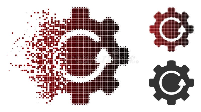Disappearing Pixel Halftone Gear Rotation Icon Stock Vector ...