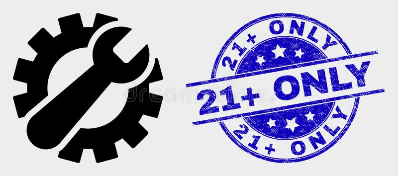 Vector Plus Gear Icon and Grunge Thrombosis Seal Stock Vector ...