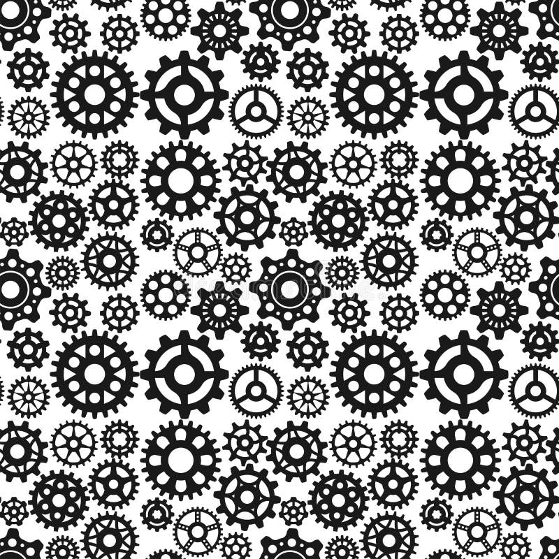 Vector Gears Icons Seamless Pattern Background Machine Wheel Mechanism ...