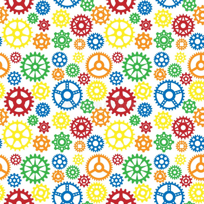 Vector Gears Icons Seamless Pattern Background Machine Wheel Mechanism ...