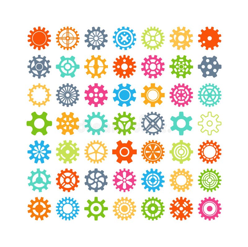 Vector gears icons set. stock illustration. Illustration of connection ...