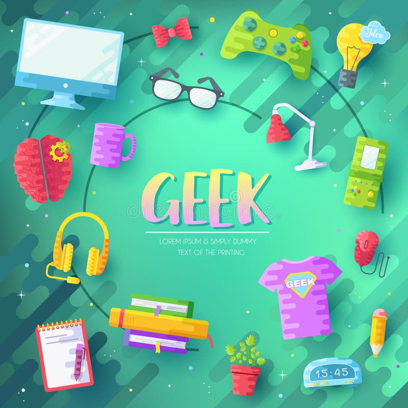 Vector it Geeks Icons Illustrations Set. Flat Office Professional ...
