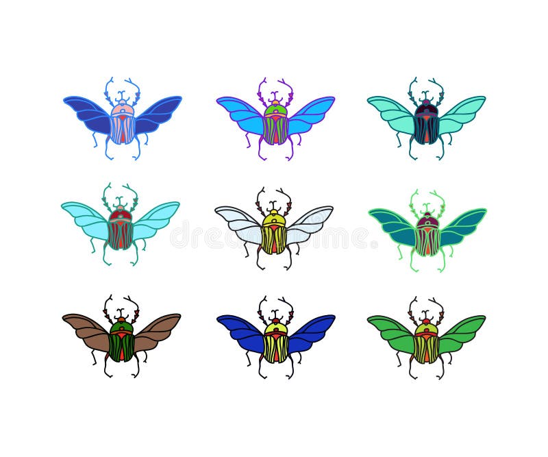 Vector gekleurde kevers vector illustratie. Illustration of ontwerp ...