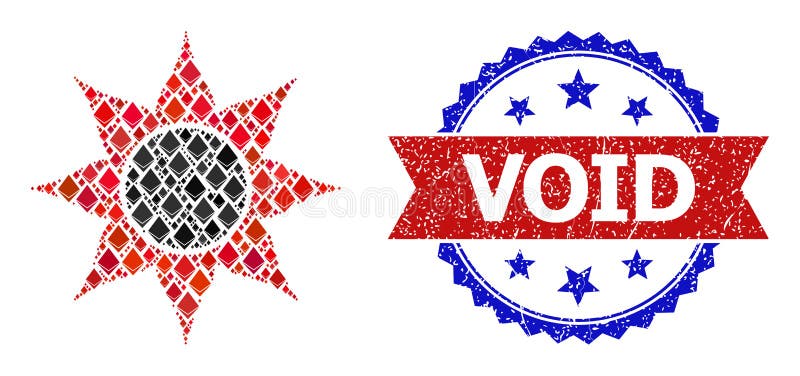 Gem Collage Black Sun Icon and Scratched Bicolor Void Watermark Stock ...