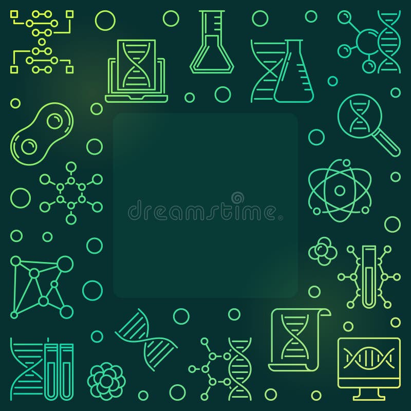 Genetics Outline Horizontal Frame. Vector Science Illustration Stock ...