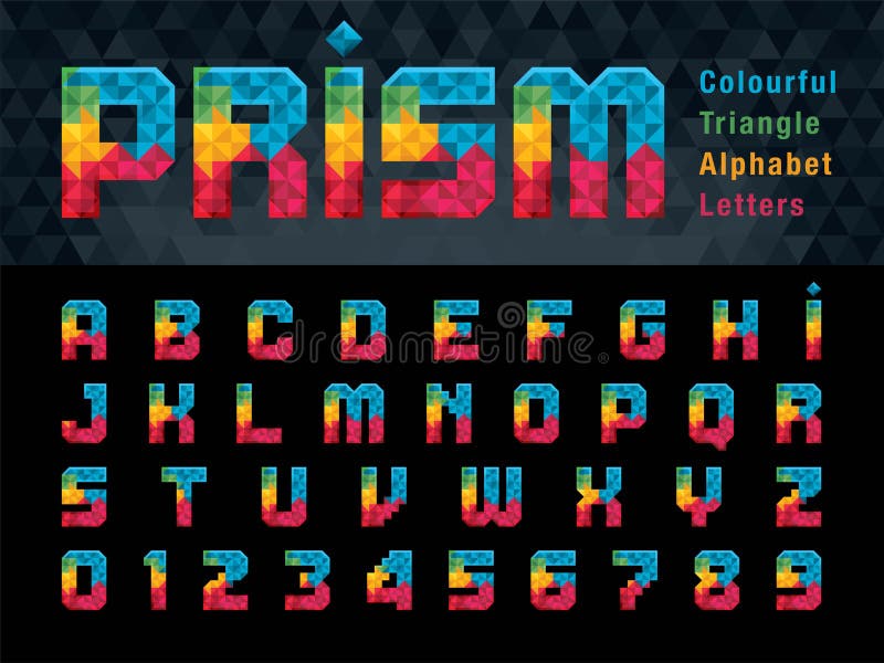 Vector of Geometric Alphabet Letters and Numbers, Abstract Colourful ...