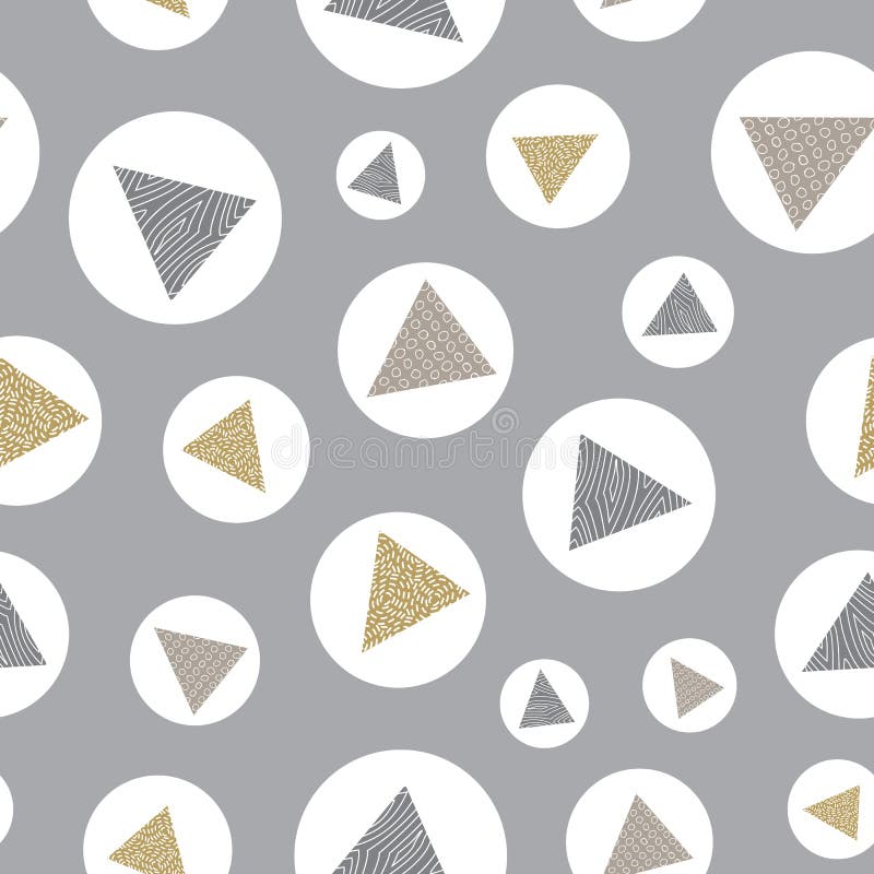 Vector Geometric Brown Gray Gold Triangles Polka Dots on Gray ...
