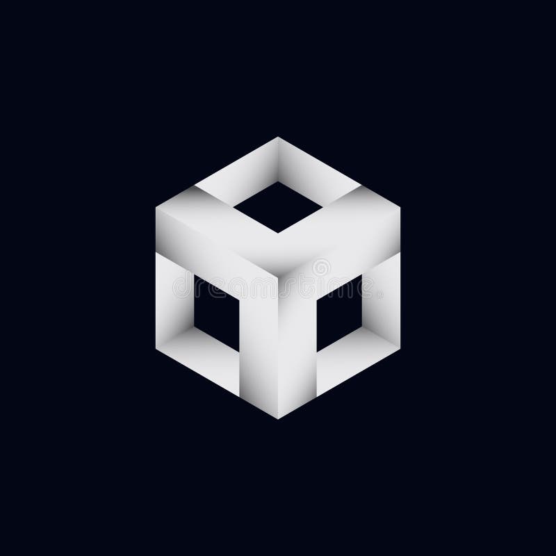 Geometric 3D Cube Square Grey. the Design is Suitable for Decor ...