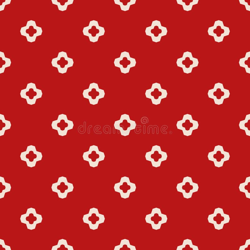 Vector Geometric Floral Seamless Pattern. Simple Red and White Repeat ...