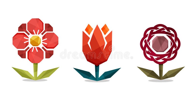 Geometric Flowers Seamless Pattern. Stock Vector - Illustration of ...