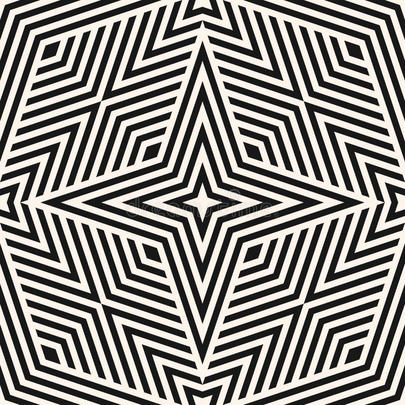Vector Geometric Lines Seamless Pattern. Black and White Linear ...