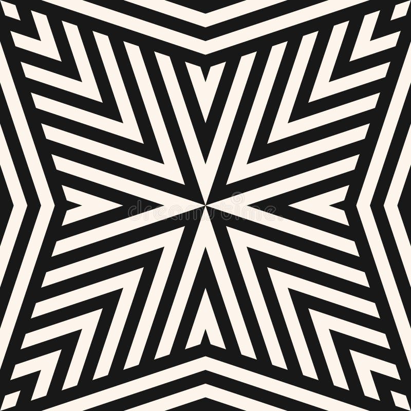 Vector Geometric Lines Seamless Pattern. Black and White Linear ...