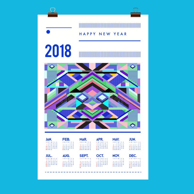 Vector Geometric Memphis Style for Calendar Template 2021 Stock Vector ...