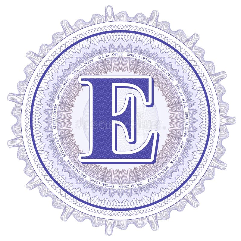 Vector Geometric Ornaments. Guilloche Rosettes with Letter E Stock ...