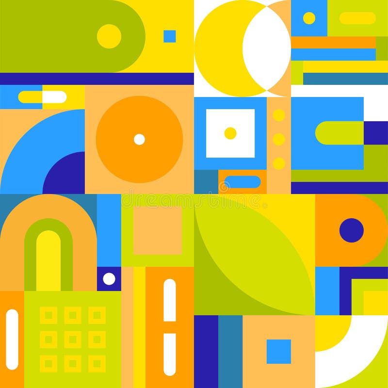 Vector Geometric Pattern. Bauhaus Style. Mosaic from Simple Basic Forms ...