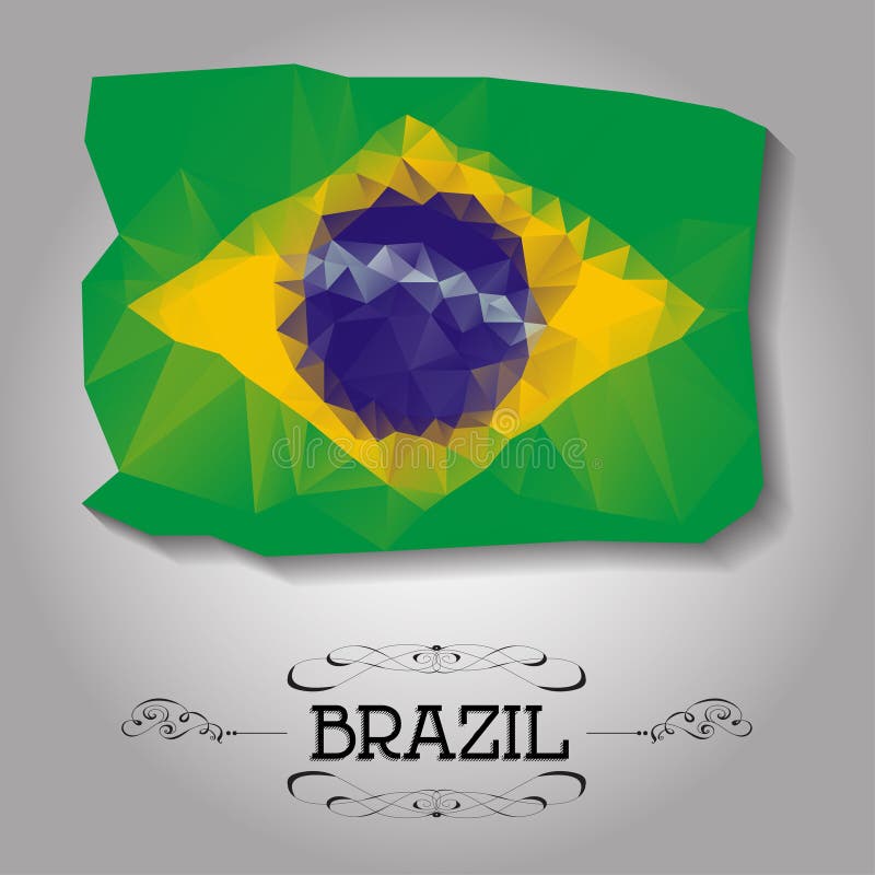 Vector Geometric Polygonal Brazil Flag. Stock Vector - Illustration of ...