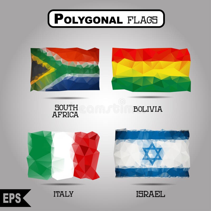 Vector Geometric Polygonal World Flag Collection. Stock Vector ...
