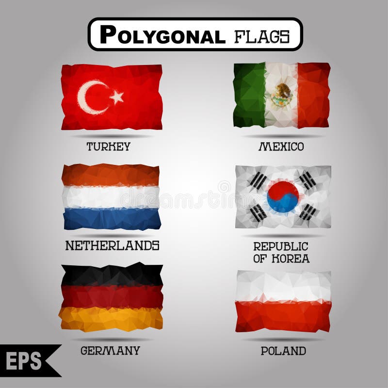 Vector Geometric Polygonal World Flag Collection. Stock Vector ...